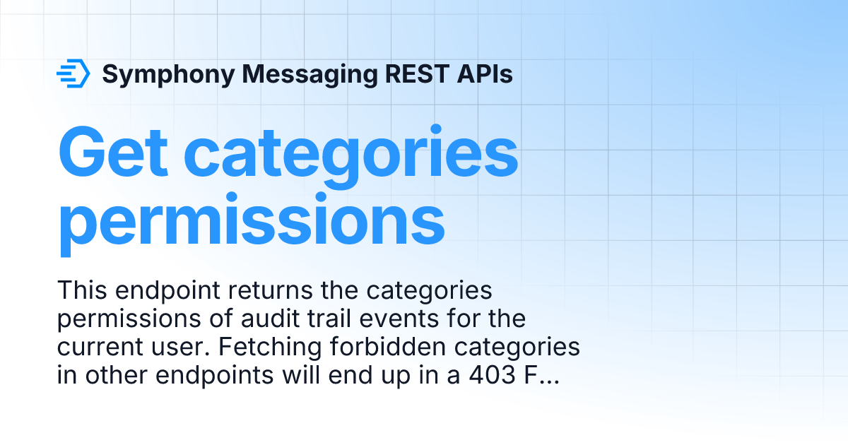 Get categories permissions | Symphony Messaging REST APIs
